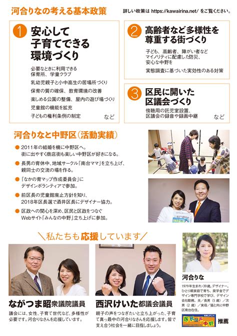 河合りなの政策リーフレット掲示ポスター選挙公報ここでご覧いただけます 河合りな河合りな