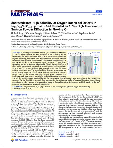 Pdf Neutron Diffraction And Dft Studies Of Oxygen Defect And