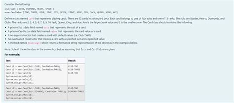 Solved Consider The Following Enum Suit Club Diamond