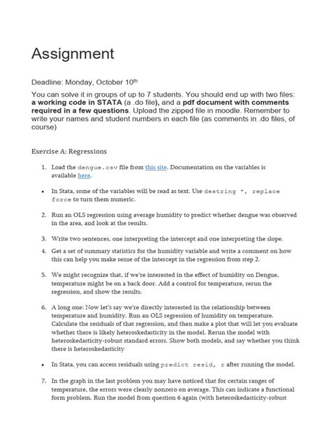 Assignment 2023 2024 Pdf Regression Analysis Errors And Residuals