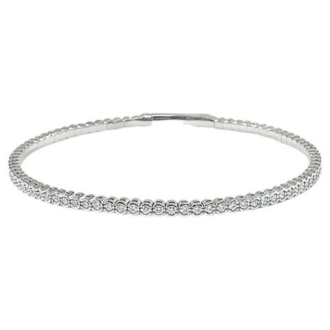 14k Flexible Diamond Bangle White Gold At 1stdibs