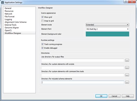 Workflow Designer Settings Ugene Documentation