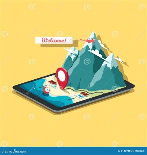 Vector Isometric Map In Flat Design Style Tablet Pc With Mobile Stock Vector Illustration Of