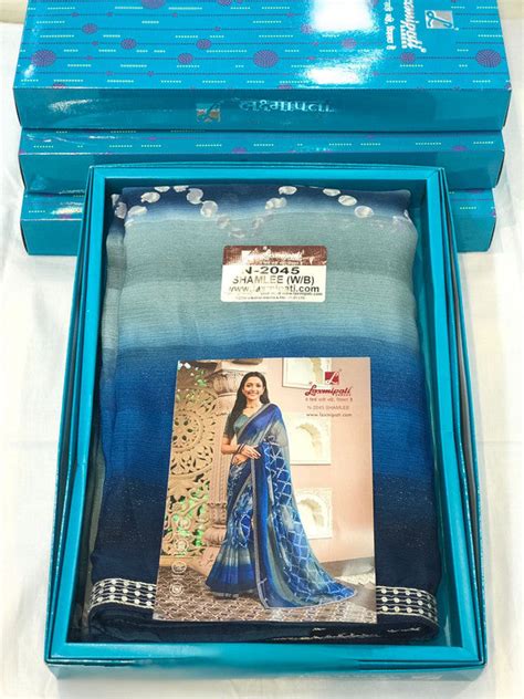 Laxmipati Barkha N 2045 Blue Sparkle Chiffon Saree Sanskar