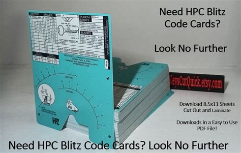 HPC Code Cards DYI Download 125 Card Deck For Hpc 1200CMB 1200 Cmbx 1233cmsb Series Machines