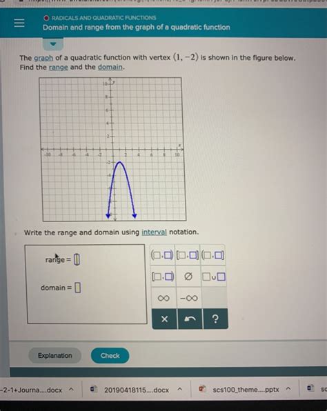 Solved 0 Radicals And Quadratic Functions Domain And Range