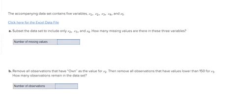 Solved The Accompanying Data Set Contains Five Variables