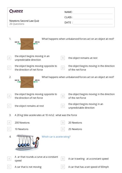 50 Newtons Second Law Worksheets On Quizizz Free And Printable