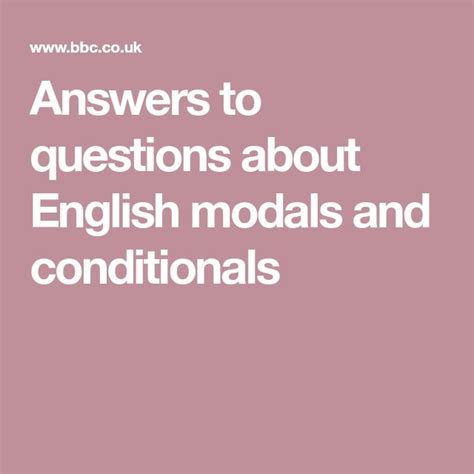 English Modals And Conditionals Explained
