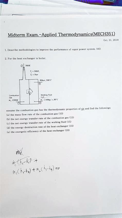 Midterm Exam Applied Thermodynamics MECH Oct Describe Methodologies To Improve
