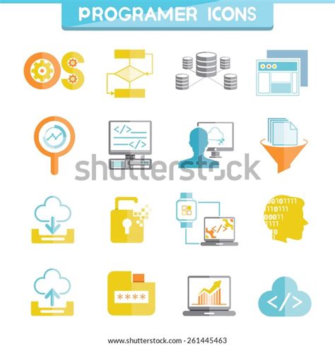 Programmer Icons Set Software Developer Icons Stock Vector Royalty