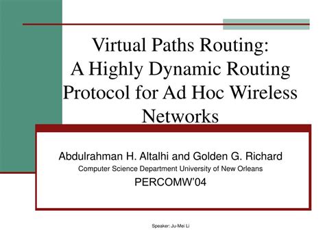 Ppt Virtual Paths Routing A Highly Dynamic Routing Protocol For Ad Hoc Wireless Networks
