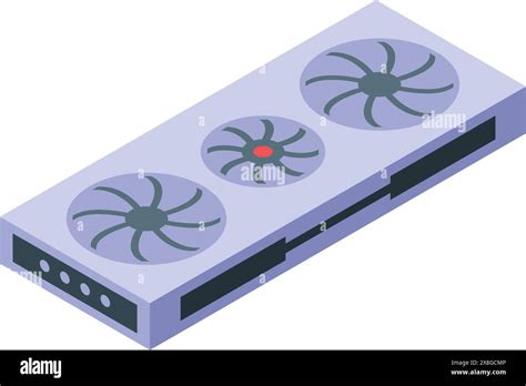 Digital Illustration Of A Modern Triple Fan Gpu In Isometric View