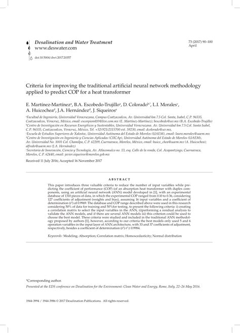 pdf criteria for improving the traditional artificial neural network methodology applied to