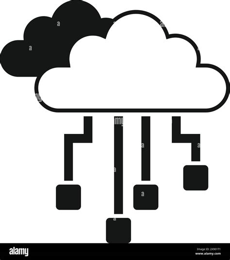 Simplistic Vector Graphic Representing Cloud Computing And Data Networking With Connecting Lines