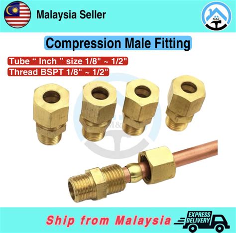 Inch Compression Male Connector Brass Pipe Fitting Copper Pipe