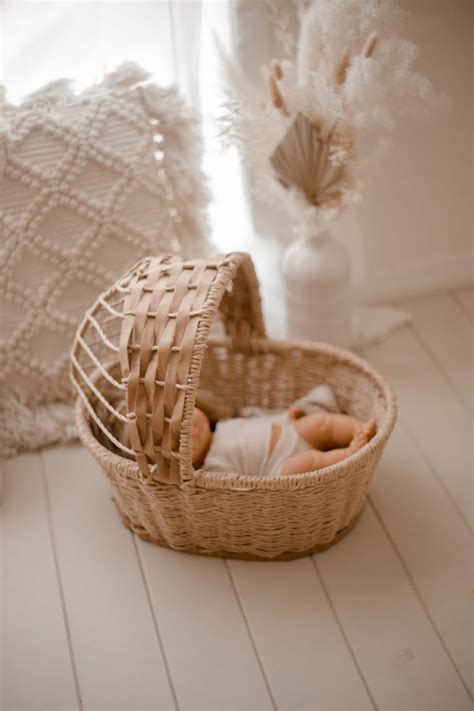 Jute Doll Basket Eco Friendly Wooden Toy Australia