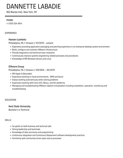Vmware Resume Samples Velvet Jobs
