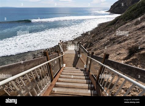 Newly Improved Staircase Leading Down To Remote Dume Cove Beach Surf