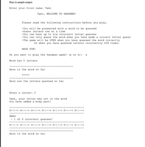 You Will Write A Program That Will Play A Hangman