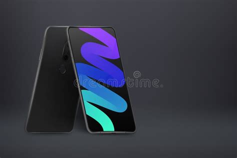 Back And Front Smartphone View In Rotated Position Realistic Mobile Phones Perspective View