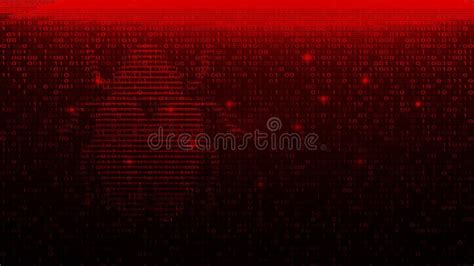 Digital Binary Code On Dark Red Bg With Bug Stock Vector Illustration