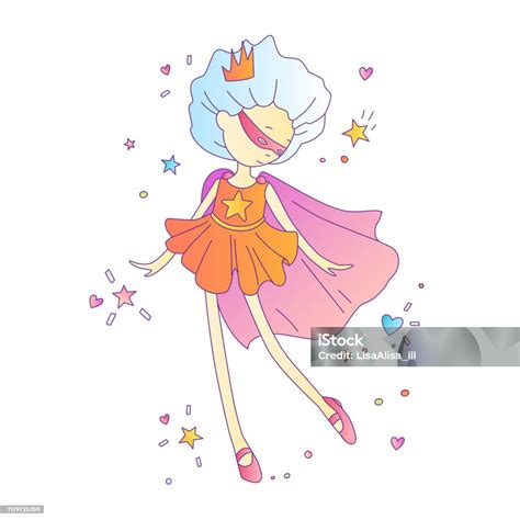 슈퍼 히어로 공주 그라디언트 슈퍼 히어로 벡터 만화 그림으로 서 십 대 소녀 슈퍼 영웅 소녀 실행 하 고 공주 귀여운 만화