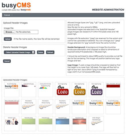 Manage And Select Website Header