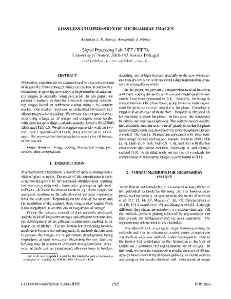 Pdf Lossless Compression Of Microarray Images