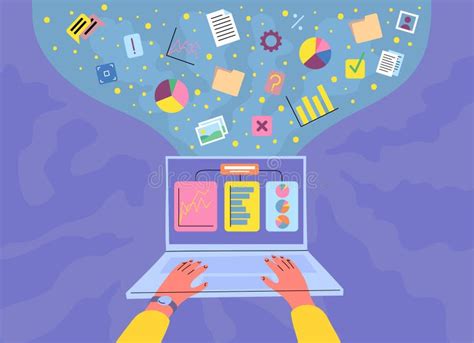 Cartoon Color Data Analytics Input Output Data Vector Stock Vector Illustration Of Concept