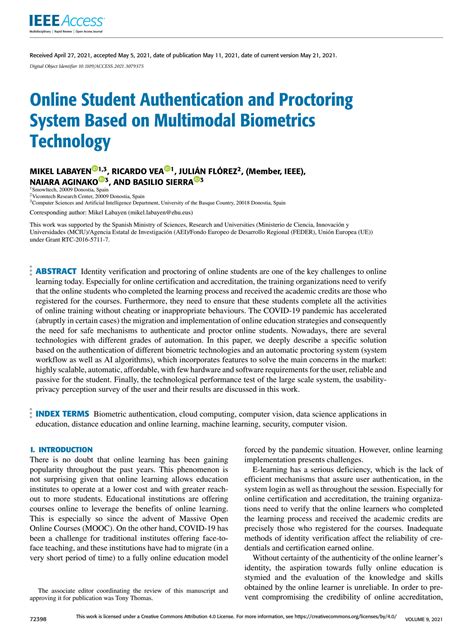 Solution 2021 Online Student Authentication And Proctoring System