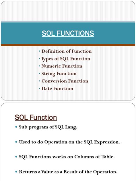 Sql Functions Pdf Table Database Sql