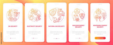 Energetic Security Types Onboarding Mobile App Page Screen With Concepts Natural Gas Security
