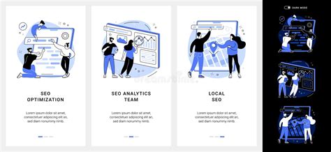 Website Optimization Mobile App Ui Kit Stock Vector Illustration Of