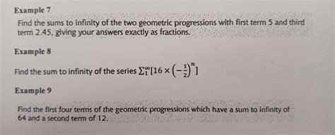 Example Find The Sums To Infinity Of The StudyX
