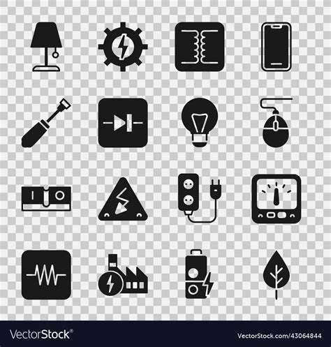 Set Leaf Eco Symbol Ampere Meter Multimeter Vector Image