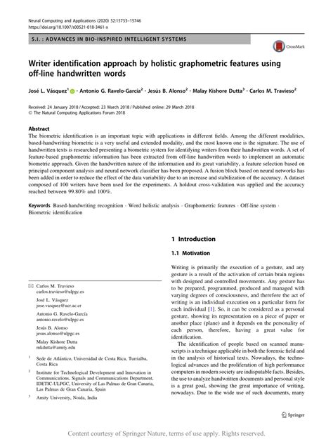 Writer Identification Approach By Holistic Graphometric Features Using Off Line Handwritten