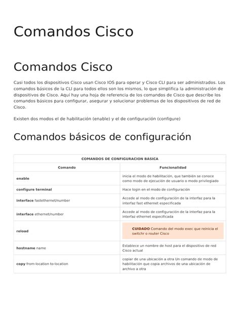 Comandos Cisco Pdf Enrutador Computación Dirección Ip