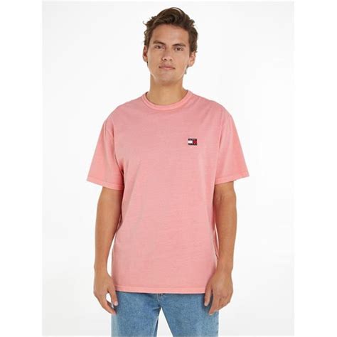 Tommy Jeans Washed Badge T Shirt Pink Tic