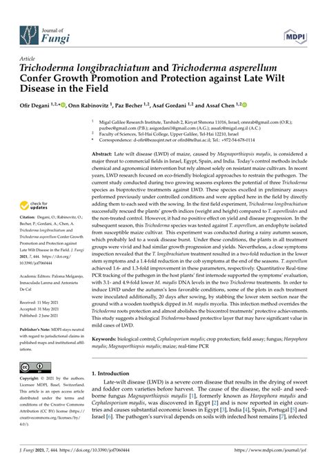 Pdf Trichoderma Longibrachiatum And Trichoderma Asperellum Confer Growth Promotion And