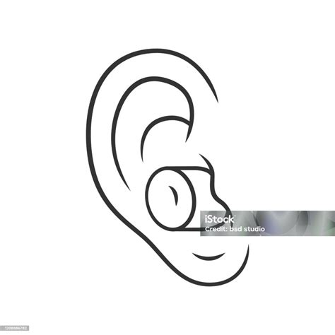 노이즈 캔슬링 귀마개 선형 아이콘 실리콘 폼 안전 귀 마개 소음 방지 도구 수면 액세서리 가는 선 그림입니다 등고선 기호입니다 벡터 절연 도면 편집 가능한 스트로크 이어