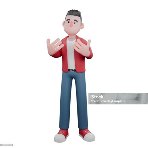 만화 스타일의 3d 보컬 스타 남자 가수가 기도하듯 손바닥을 가슴 앞에 대고 서 있다 음악 캐릭터 3차원 형태에 대한 스톡 사진 및 기타 이미지 Istock