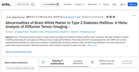 Abnormalities Of Brain White Matter In Type 2 Diabetes Mellitus A Meta Analysis Of Diffusion