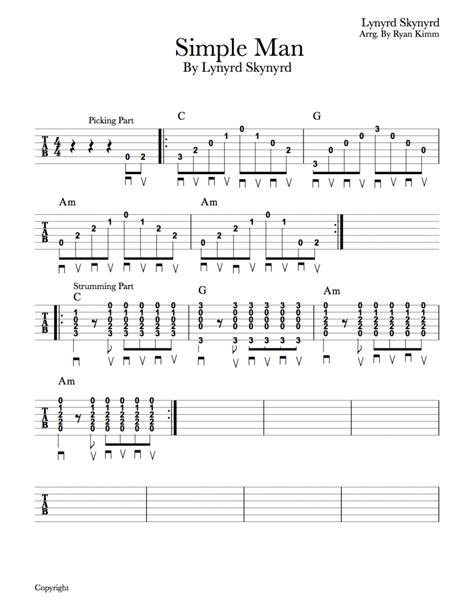 Easy Guitar Songs Simple Man By Lynyrd Skynyrd