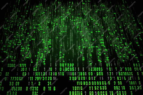 Premium Photo Binary Code On A Black And Green Background With Falling Green Matrix As Background