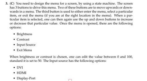 Solved C You Need To Design The Menu For A Screen By Chegg