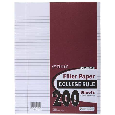 Standards® Filler Paper College Ruled 11x8 5 200 Ct