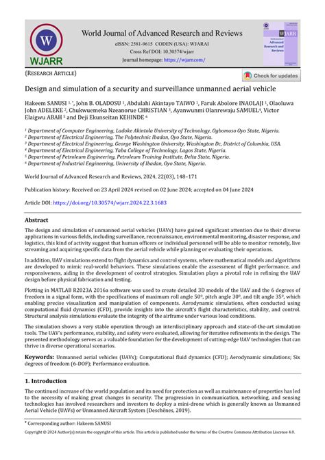 Pdf Design And Simulation Of A Security And Surveillance Unmanned Aerial Vehicle