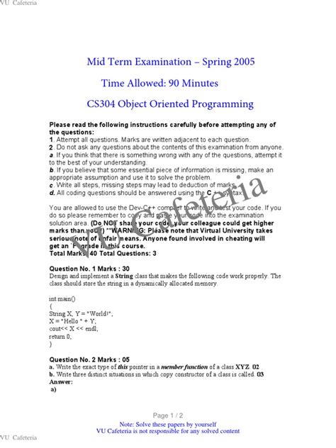 Cs304 Mid Spring 2005 Pdf C Programming Language Pointer