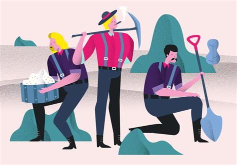 골드 러쉬 작업자 문자 벡터 일러스트 레이션 Eps Ai Uidownload